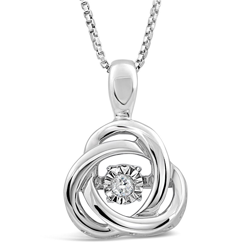 Sterling Silver Diamond Necklace Dancing Diamond 18 Inch Rope Chain ...
